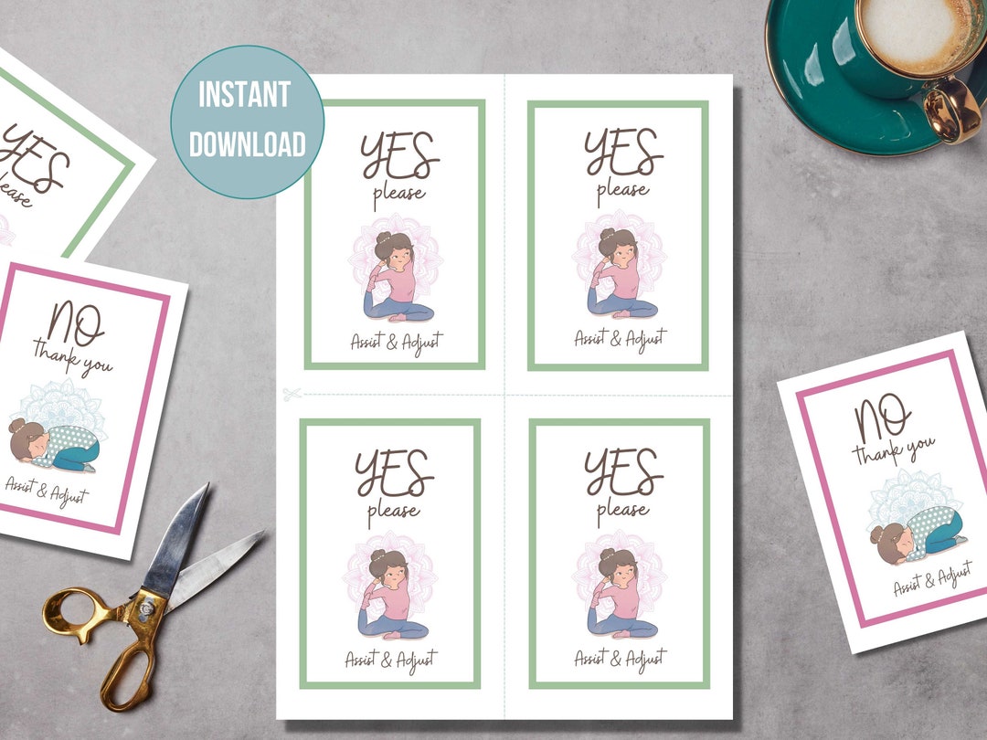 Yoga Consent Cards Printable - Assist & Adjust Permission Cards - Etsy