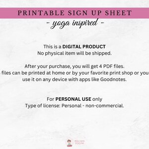 Yoga Class Sign-up Sheet Printable, Email List Template (digital ...