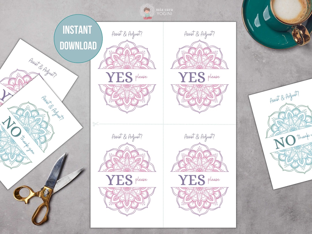 Yoga Consent Cards - Printable Yoga Flashcards - Simple Split Mandala ...