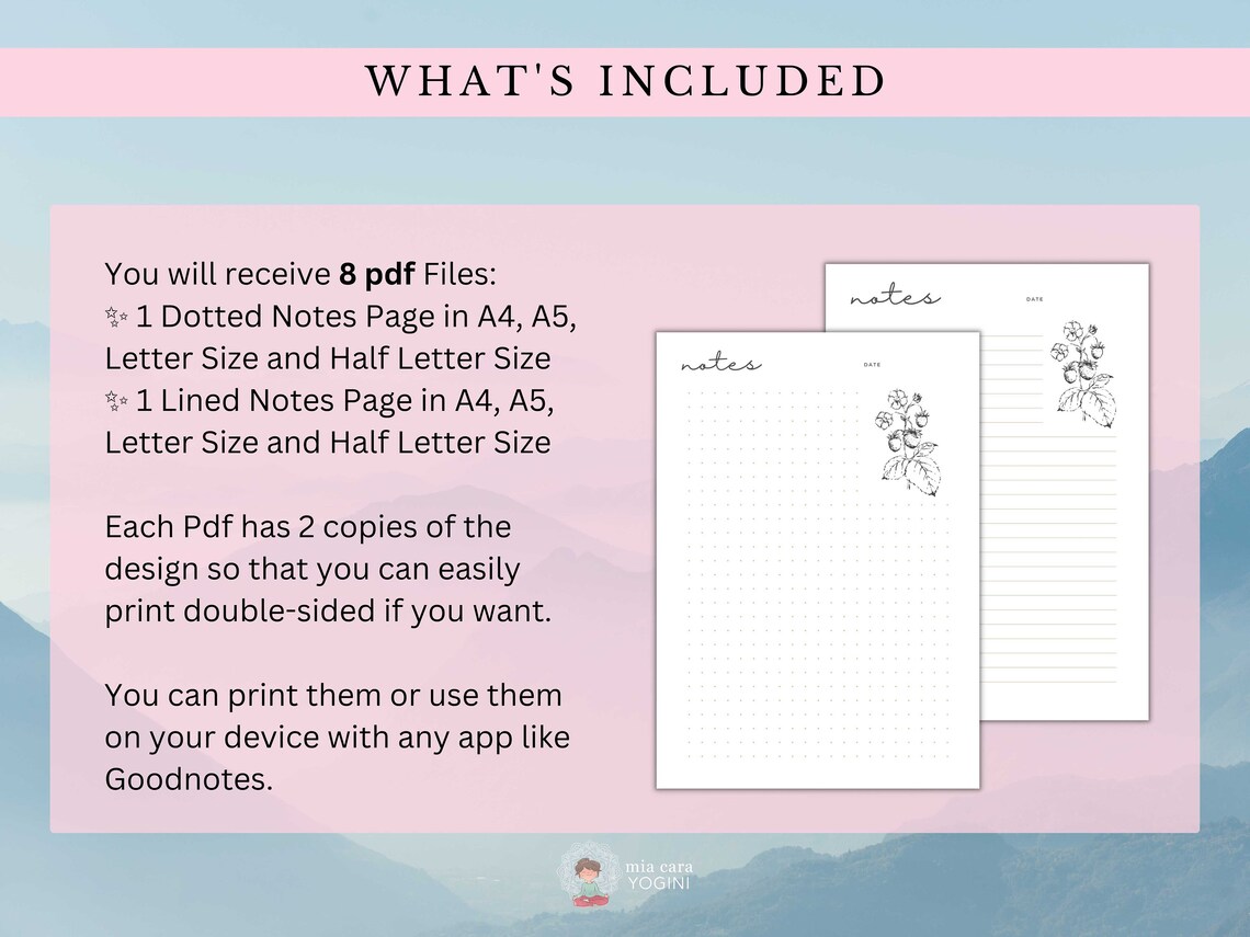 Botanical Notes Pages – Lined & Dotted, Printable (PDF) - Etsy
