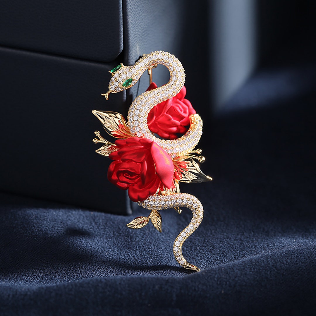 14K Gold Handmade Moissanite Snake Brooch Pin Shawl Buckle - Etsy