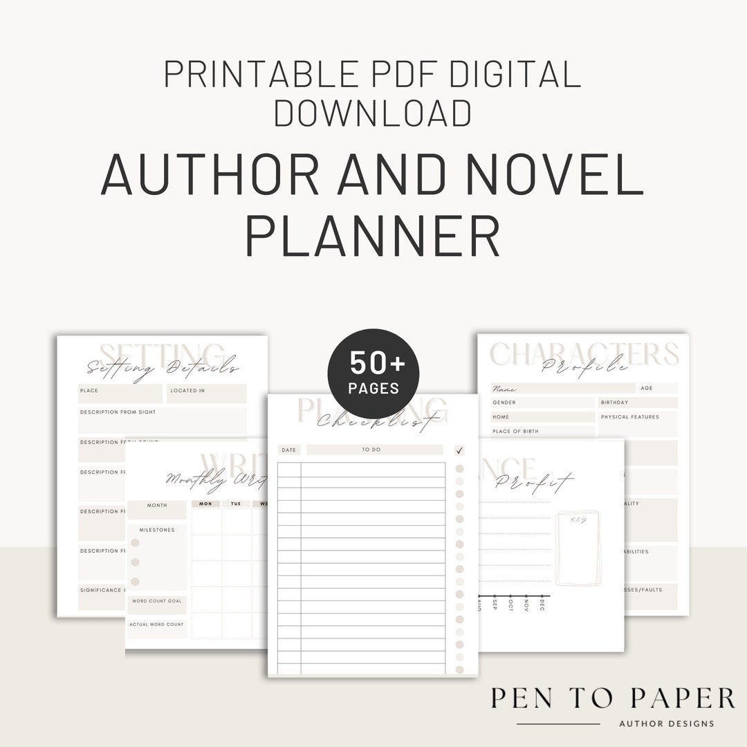 Neutral Minimalist PDF Printable Author and Novel Planner - Etsy
