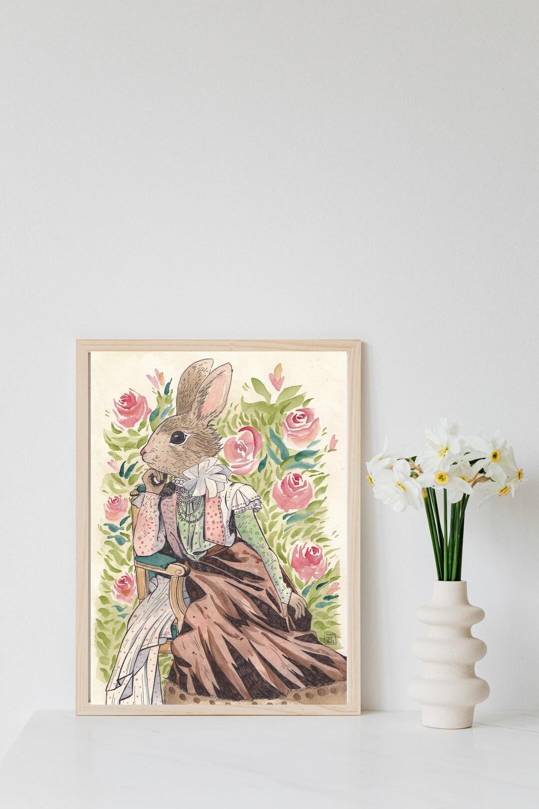 Miss Rabbit Loves Pink Flowers - Etsy