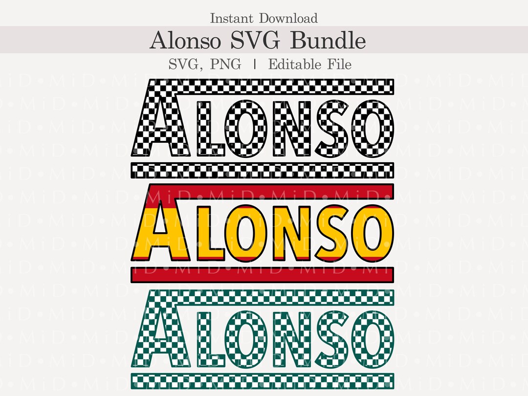 Alonso Svg Bundle, Checkered Alonso Png Bundle, Digital Download, Cut ...