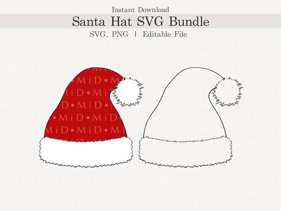 Santa's Hat Svg Bundle, Retro Santa Hat, Vintage Santa Hat Png, Happy ...