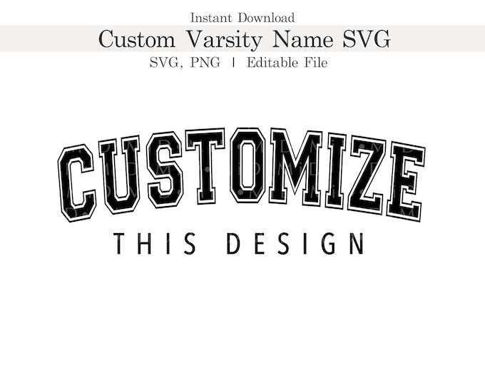 Customized Varsity Name Svg, Personalized Name in College Font Png ...
