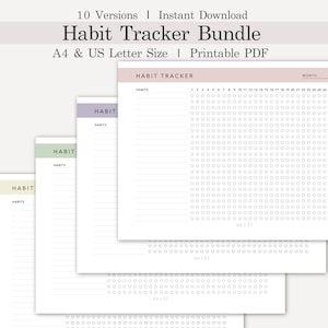 Monthly Habit Tracker Printable Landscape, Habit Tracker Template ...