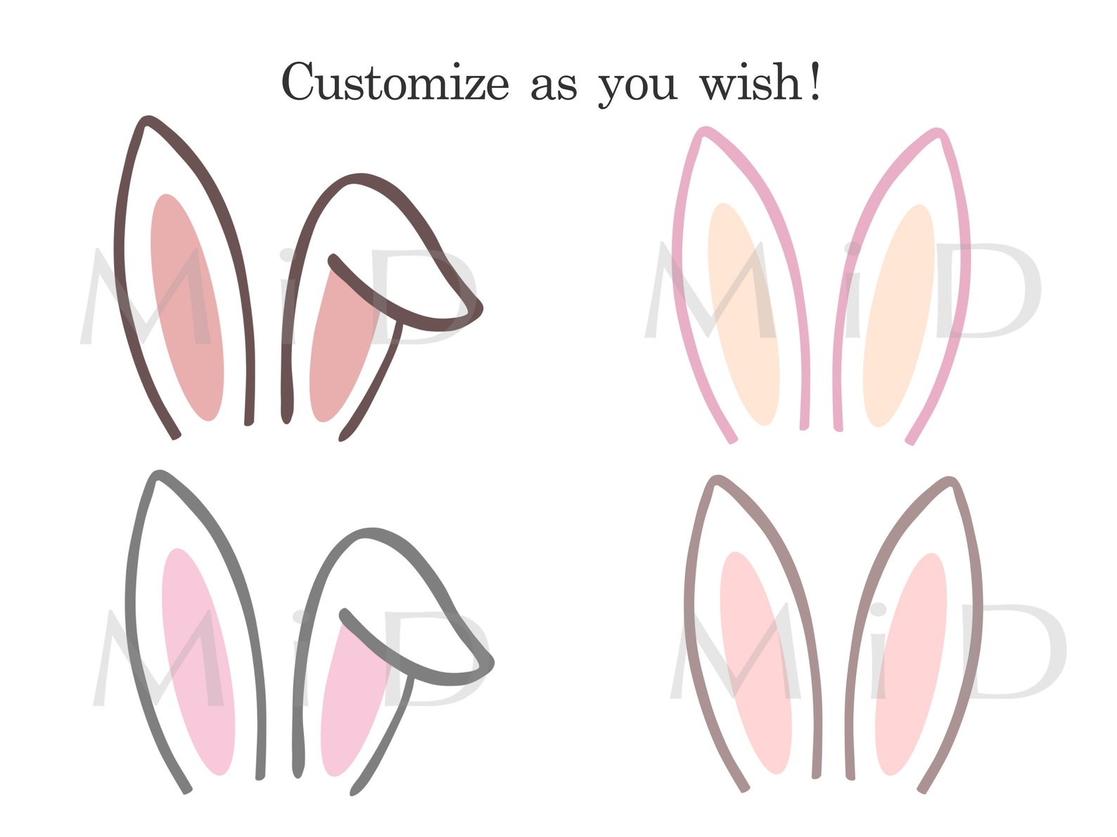 Bunny Ears Customizable Svg Png Jpg Pdf Editable Easter - Etsy