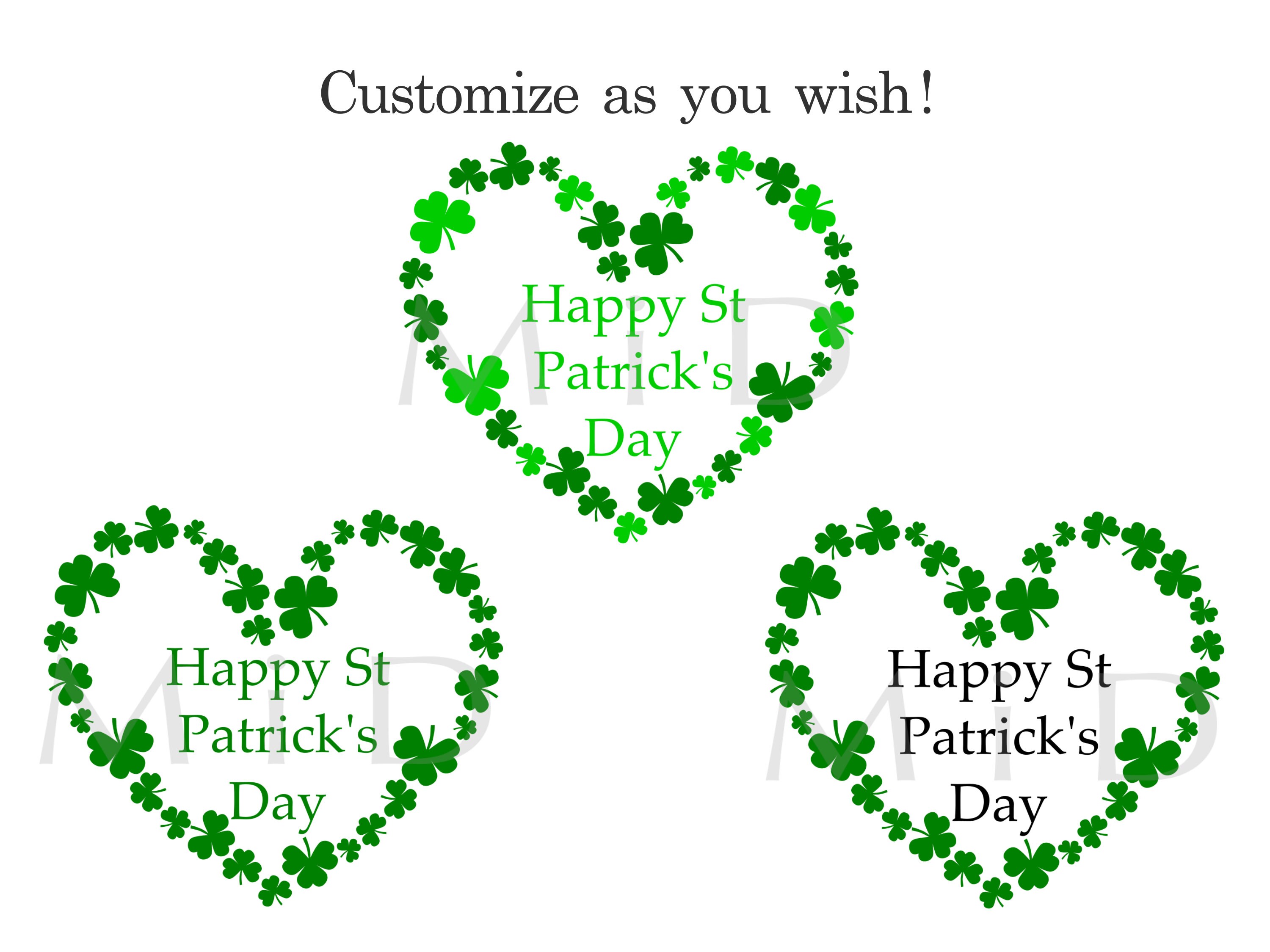 Shamrock Heart Customizable Svg Png Jpg Pdf Editable Leaf - Etsy