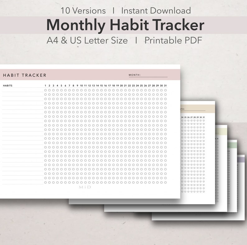 Monthly Habit Tracker Printable Landscape Habit Tracker - Etsy Canada