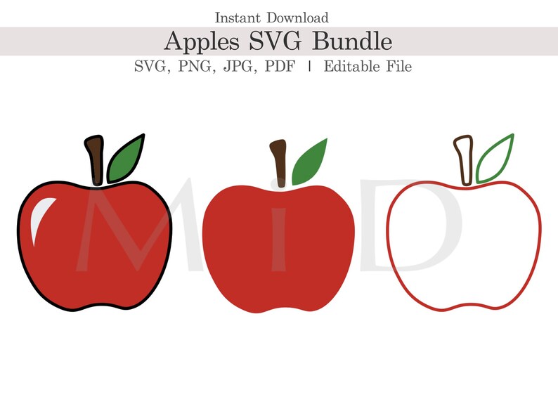 Apple Svg Bundle Editable Apples Vector Cut File for Cricut - Etsy