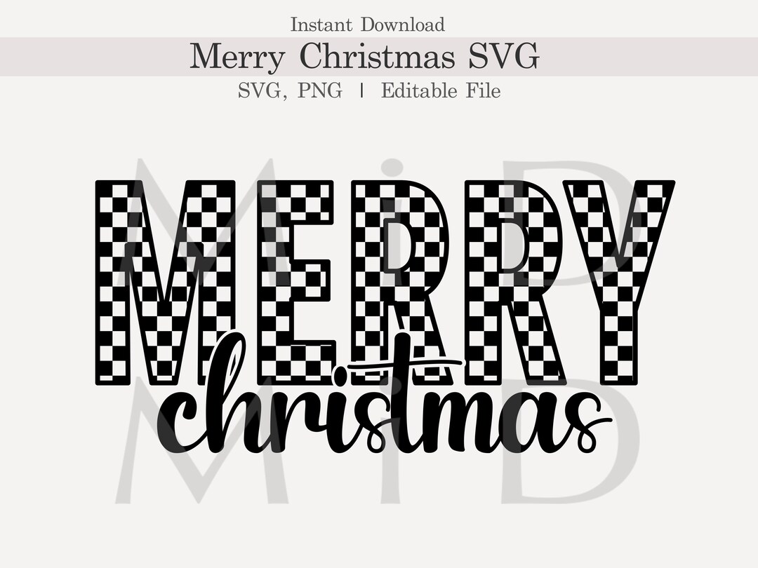 Checkered Merry Christmas Svg, Retro Christmas Png, Vintage Happy New ...