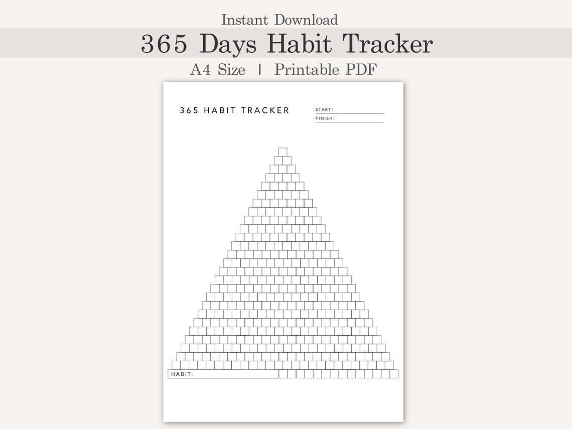 365 Days Habit Tracker Printable, Annual Habit Tracker Template, Daily ...