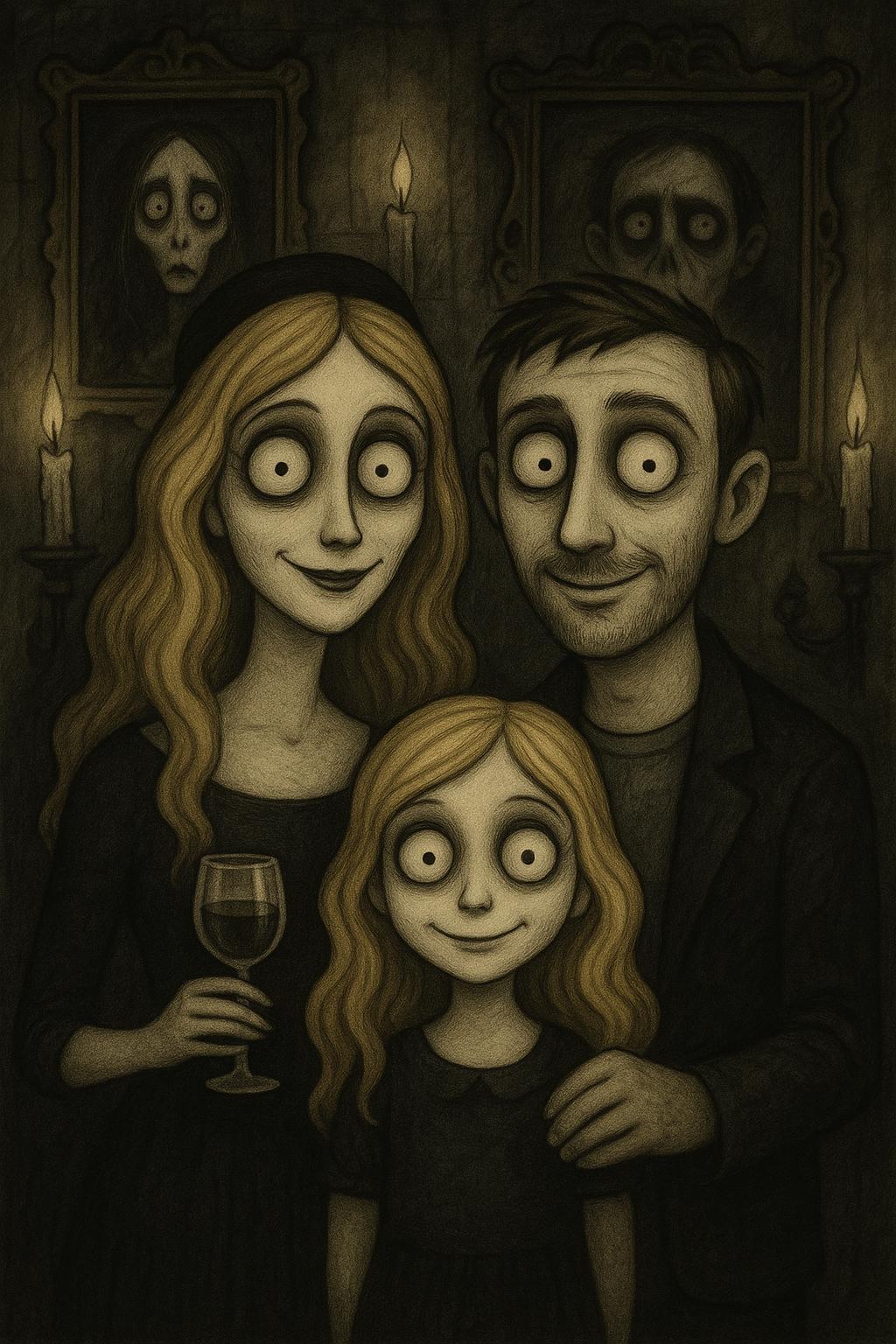 Custom Gothic Family Portrait, Goth Inspired Illustration, Personalized ...