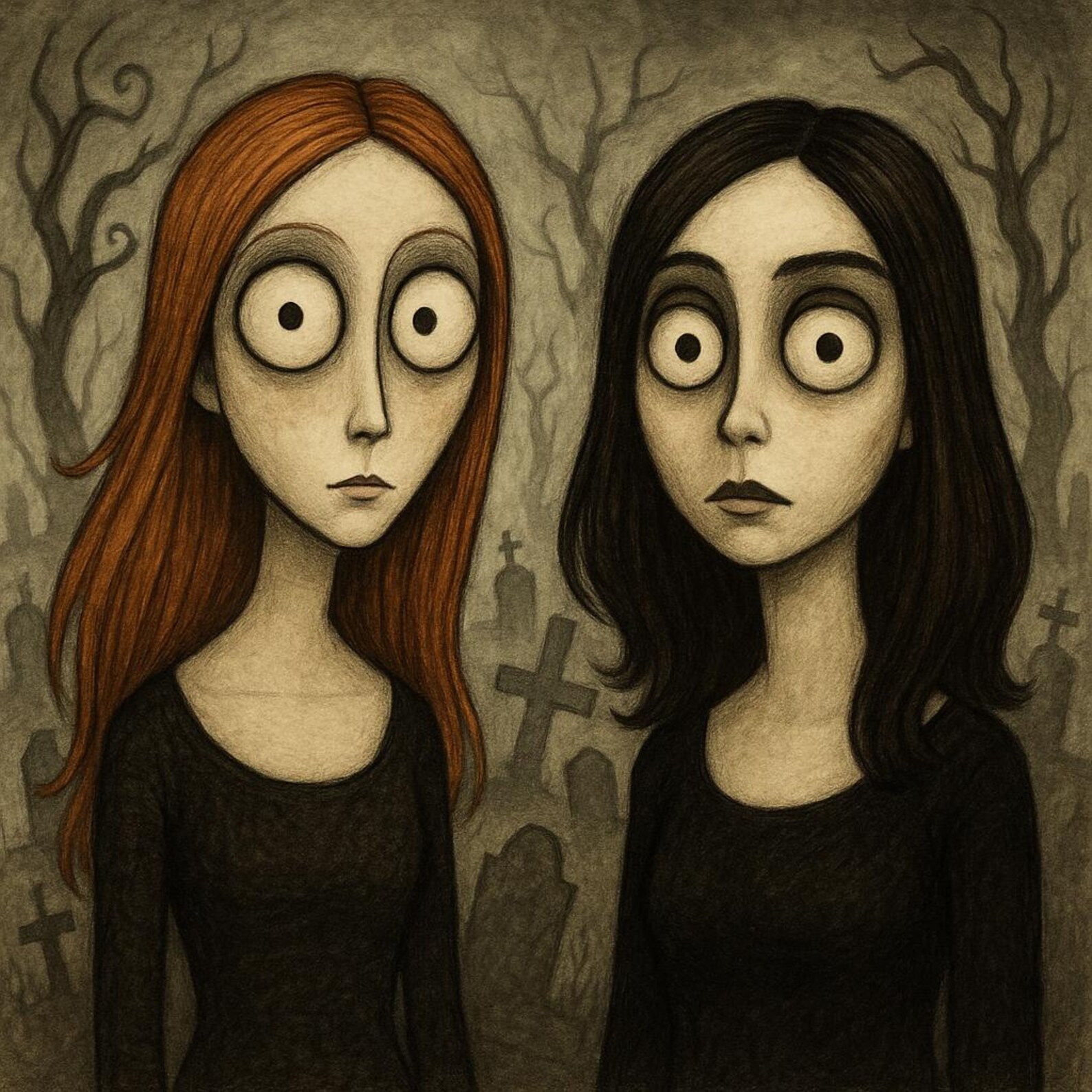 Custom Gothic Family Portrait, Goth Inspired Illustration, Personalized ...