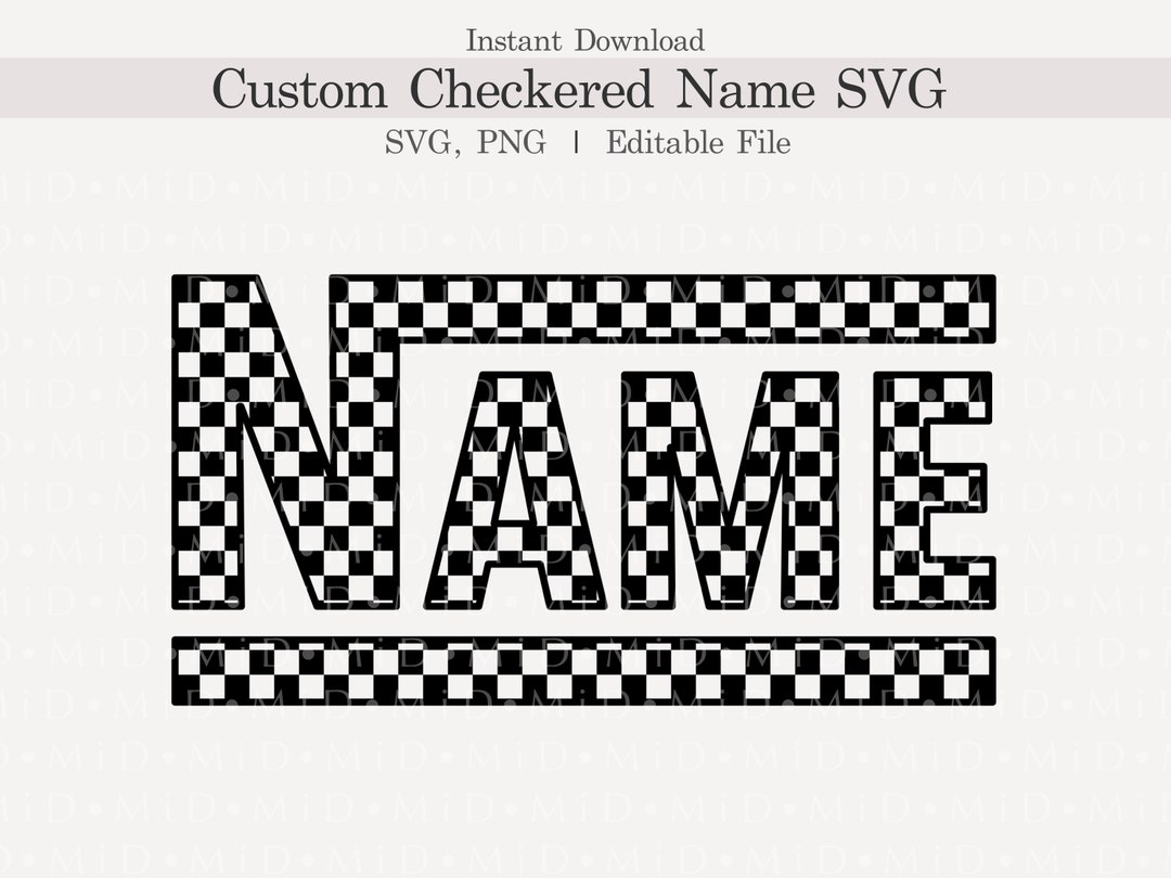 Customized Checkered Name Svg, Editable Retro Name Tag Png, Name Frame ...