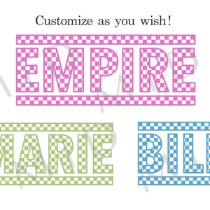 Customized Checkered Name Svg, Editable Retro Name Tag Png, Name Frame ...