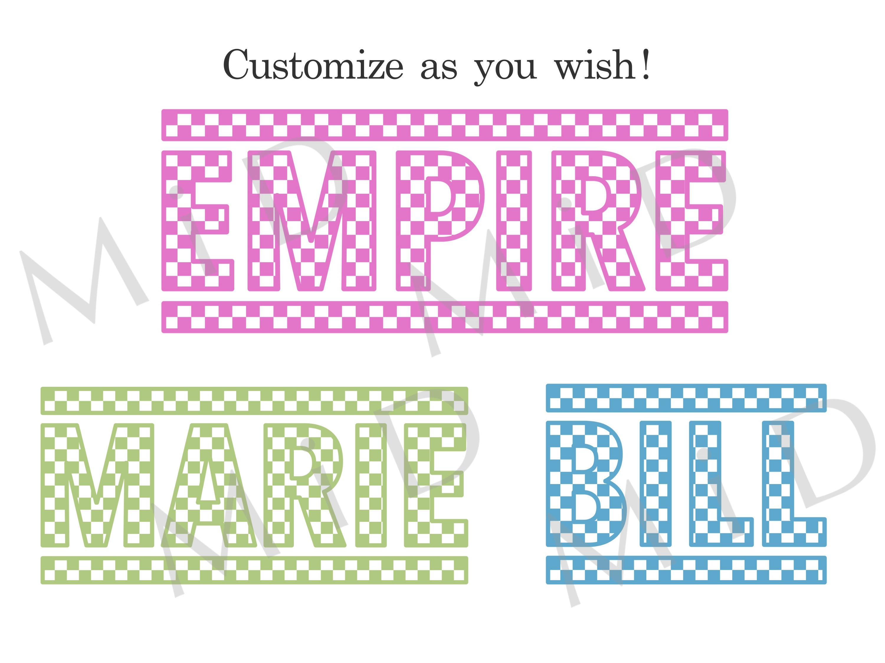 Customized Checkered Name Svg, Editable Retro Name Tag Png, Name Frame ...