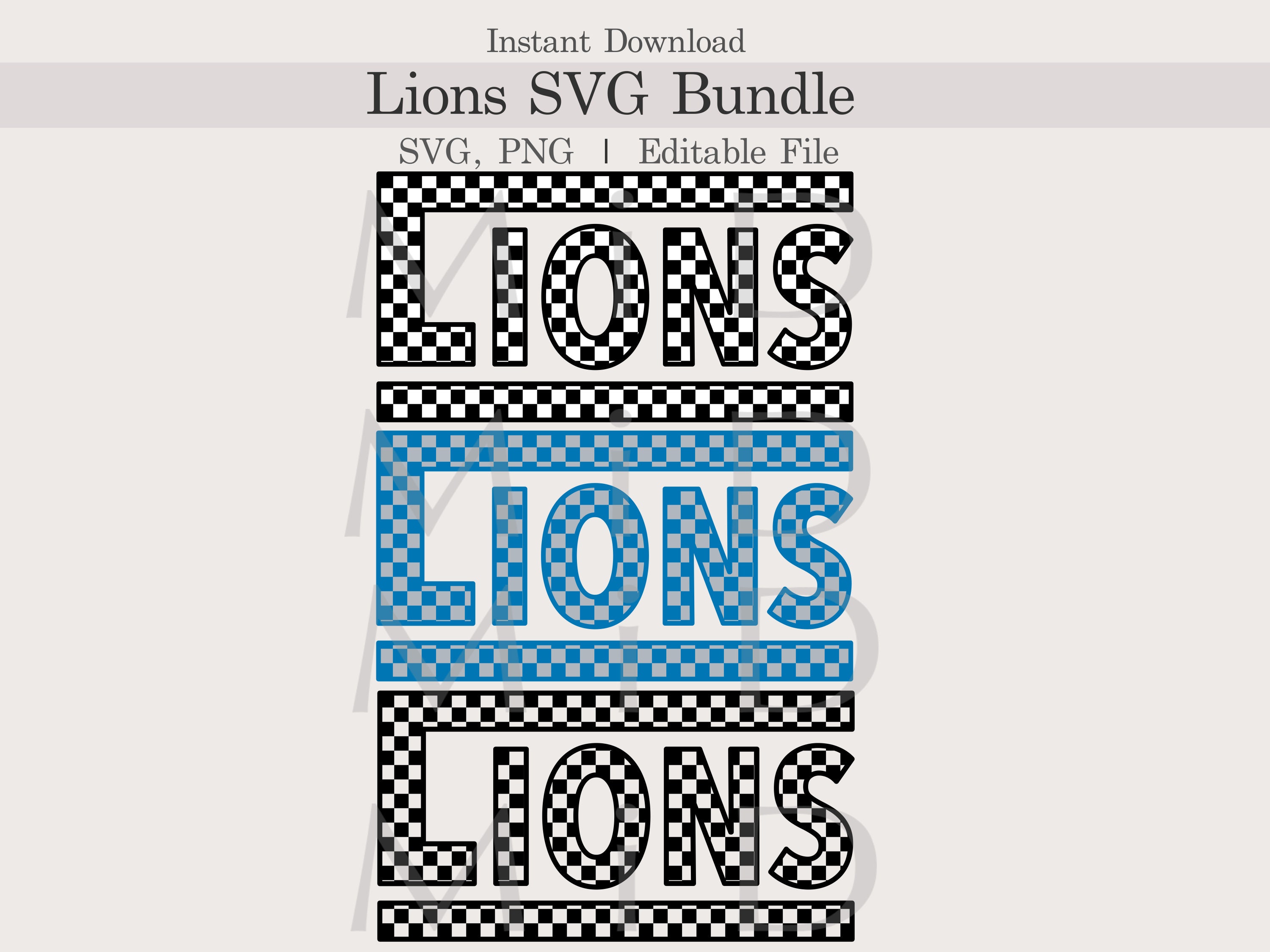 Lions Svg Bundle Checkered Lions Png Bundle Digital - Etsy