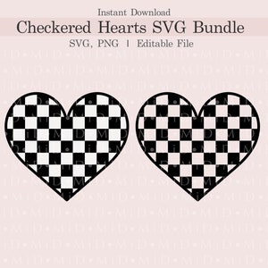 Checkered Hearts Svg Bundle, Retro Checkered Heart Png, Vintage ...