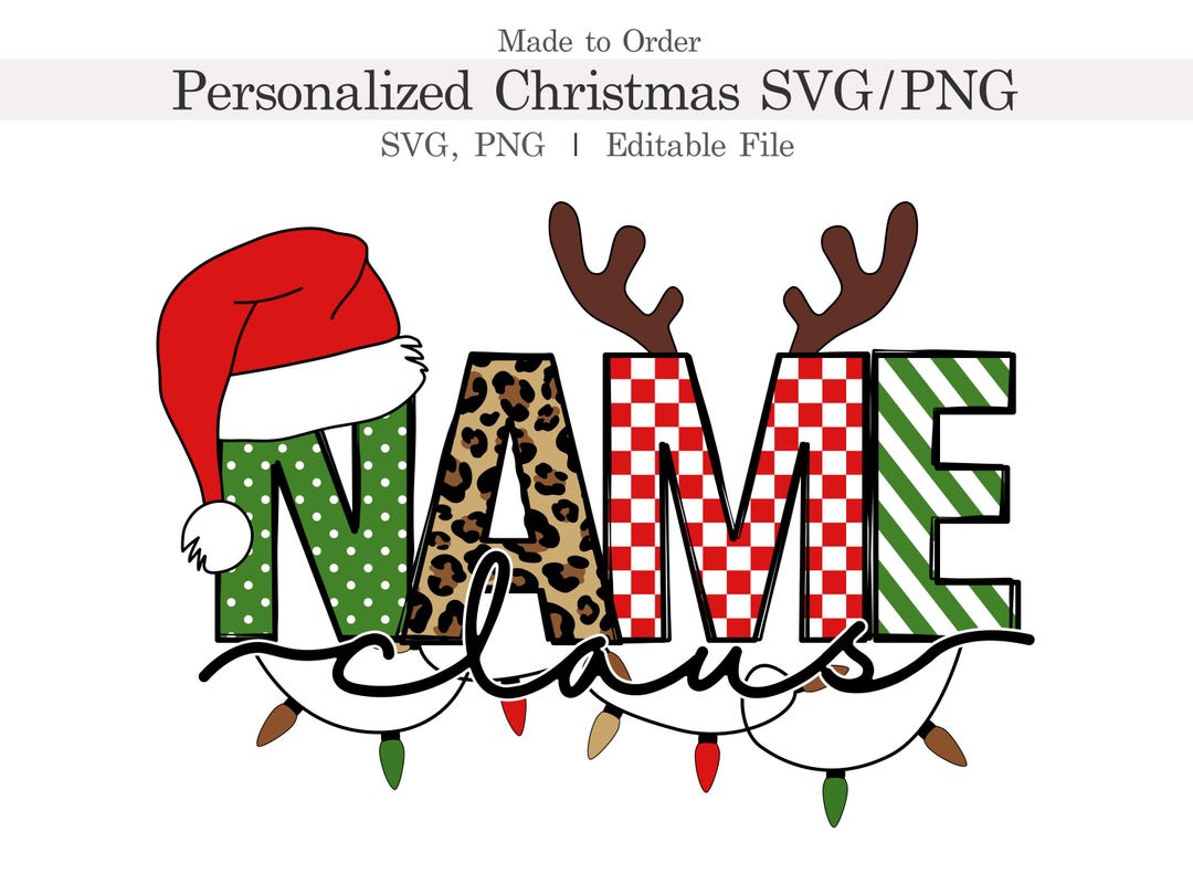 Customized Christmas Name Svg, Personalized Santa Claus Hat Name Tag ...
