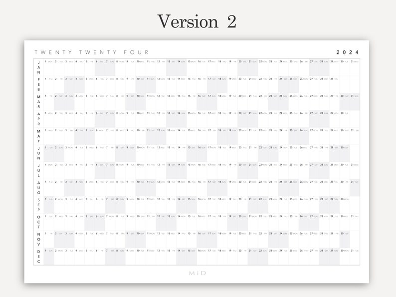 Printable 2024 Wall Calendar Landscape, 2024 Annual Planner, Digital ...