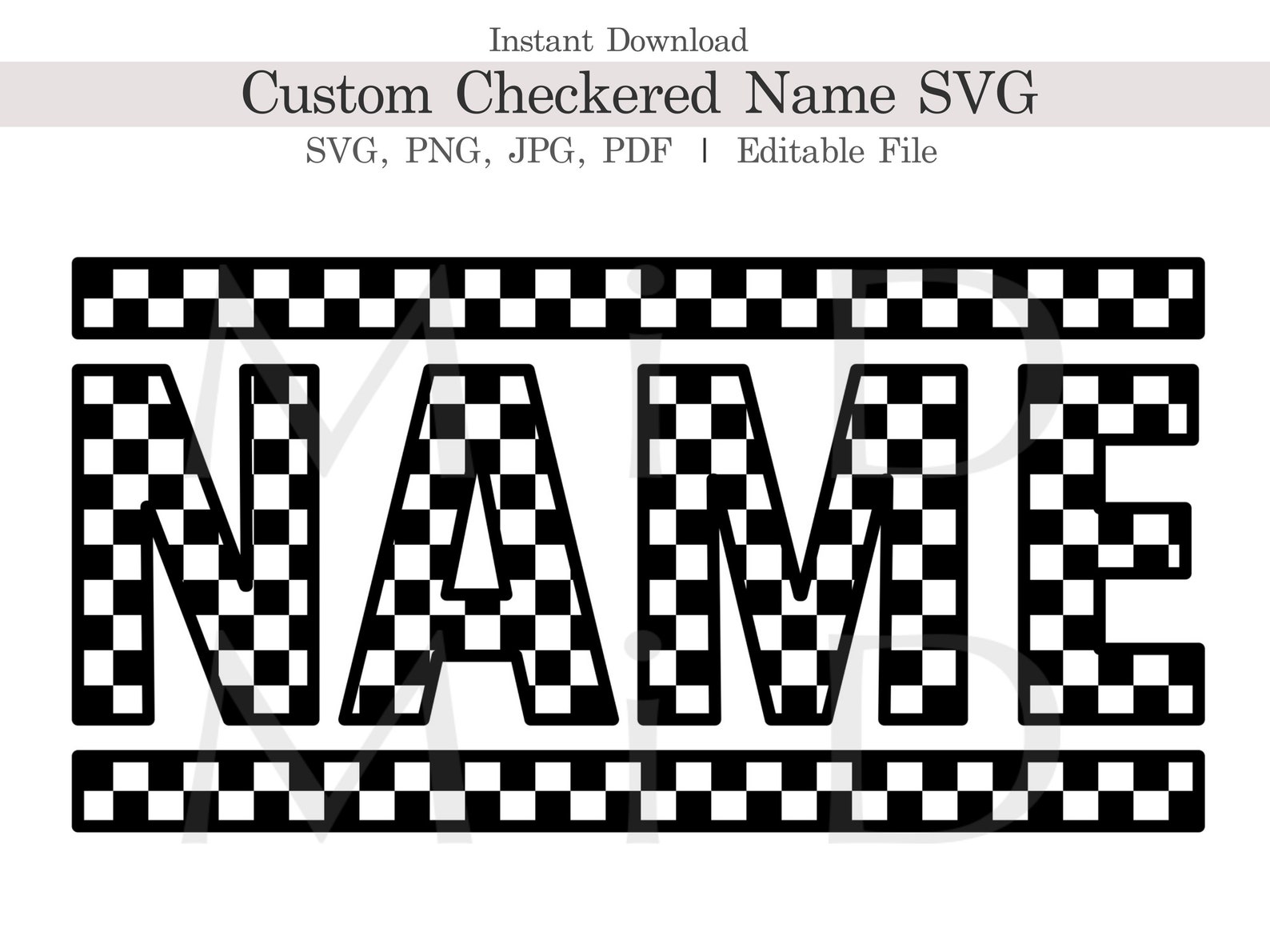 Customized Checkered Name Svg, Editable Retro Name Tag Png, Name Frame ...