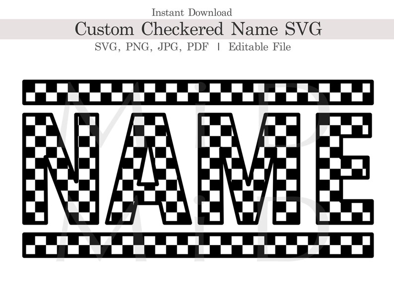 Customized Checkered Name Svg, Editable Retro Name Tag Png, Name Frame ...