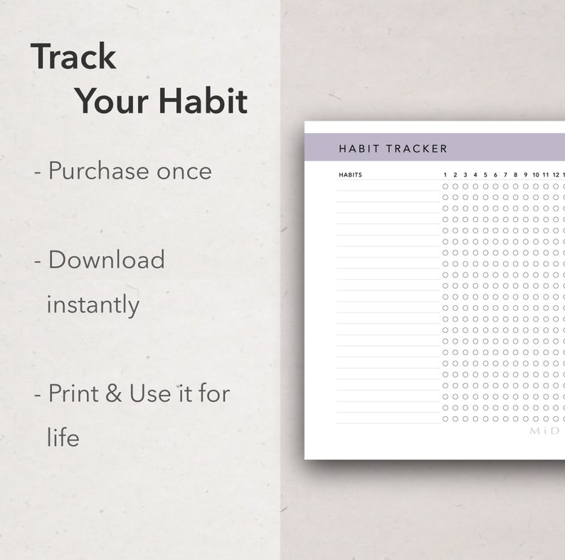 Monthly Habit Tracker Printable Landscape Habit Tracker - Etsy Canada