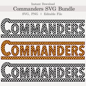 Commanders Svg Bundle, Checkered Commanders Png Bundle, Digital ...