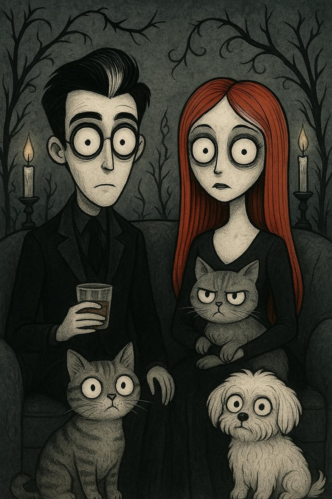 Custom Gothic Family Portrait, Goth Inspired Illustration, Personalized ...