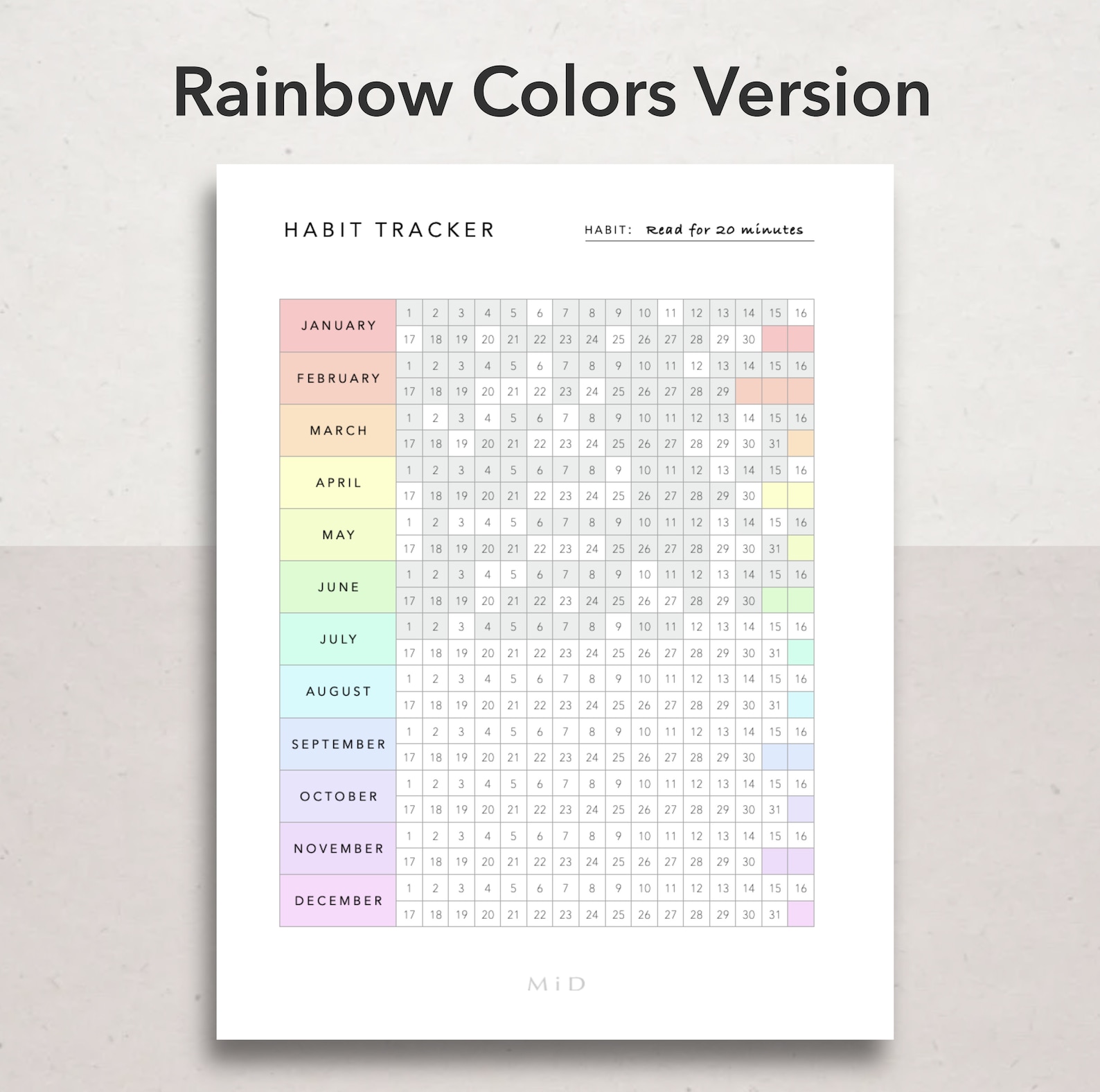 Monthly Habit Tracker Printable, Annual Habit Tracker Template, Routine ...