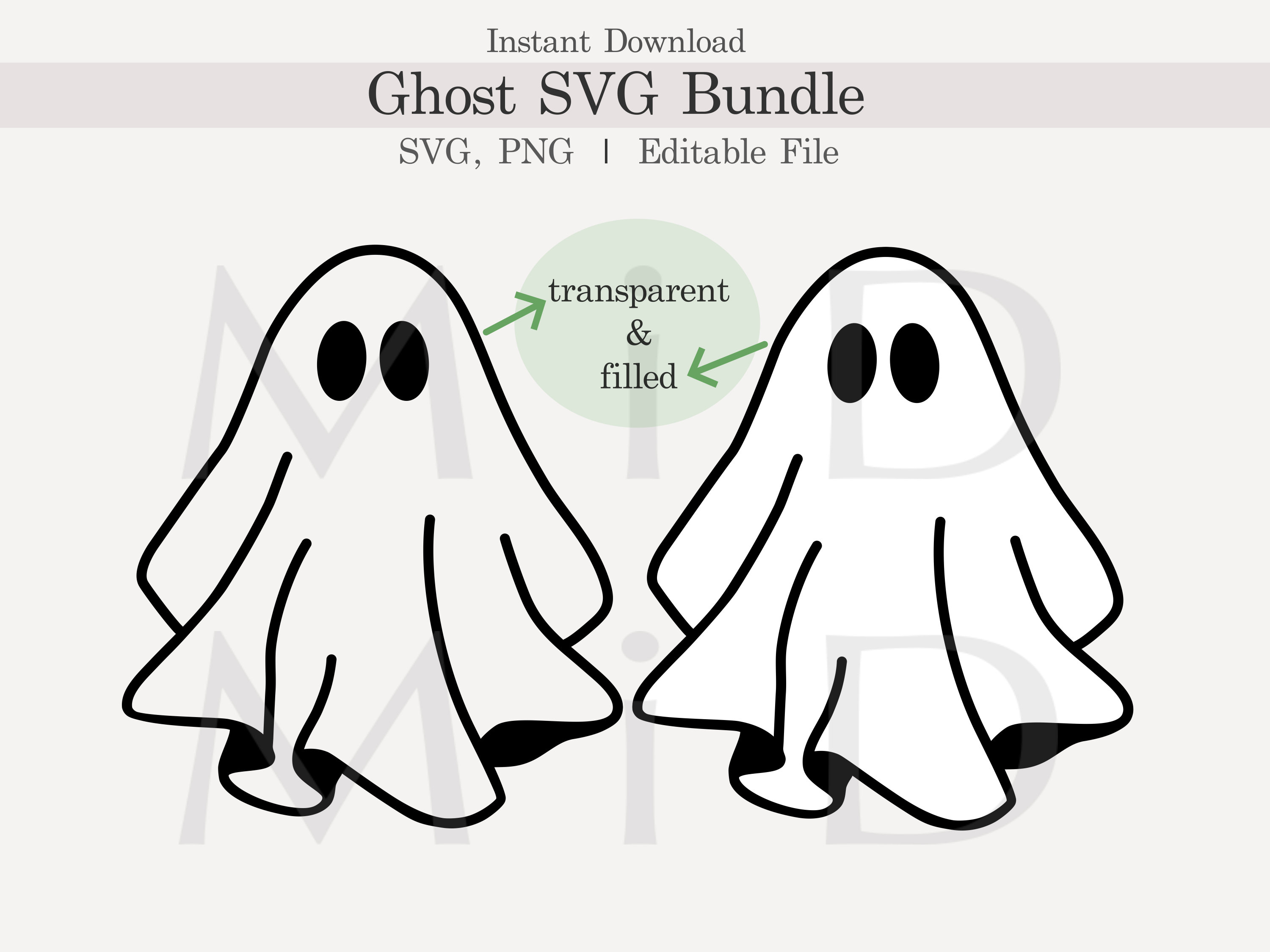 Ghost Svg Bundle, Customizable Ghost Cut File, Halloween Ghost Png ...