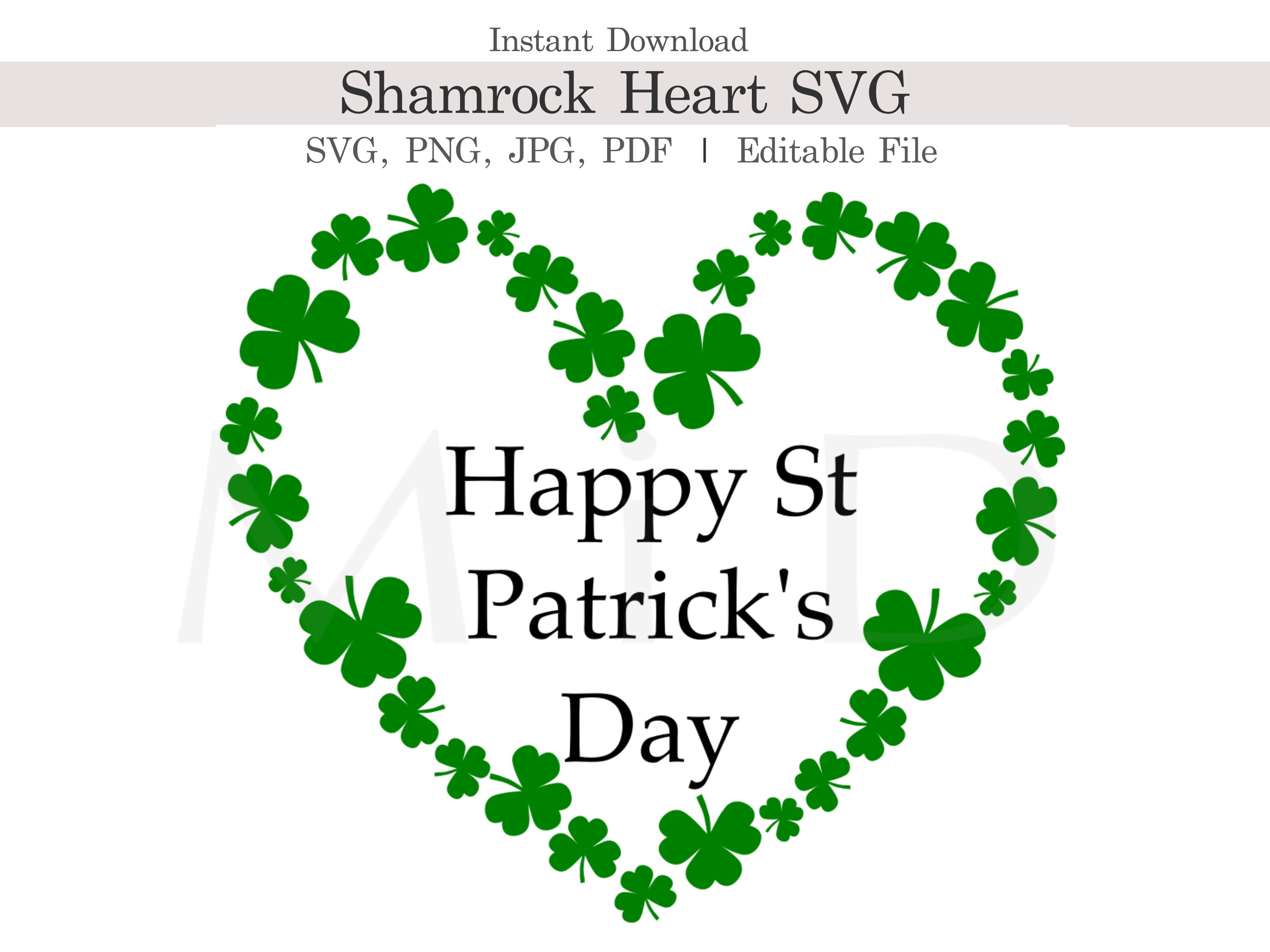 Shamrock Heart Customizable Svg Png Jpg Pdf Editable Leaf - Etsy