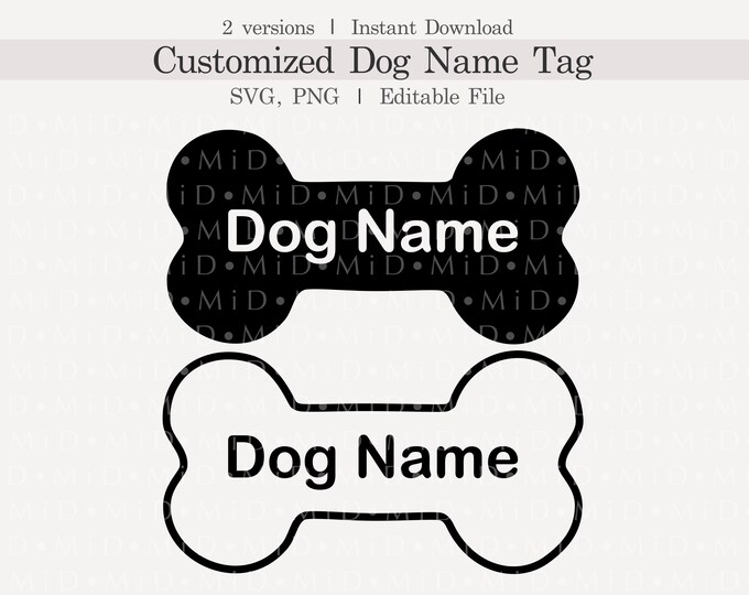 Customized Dog Name Tag Svg, Personalized Dog Bone Name Tag Png ...