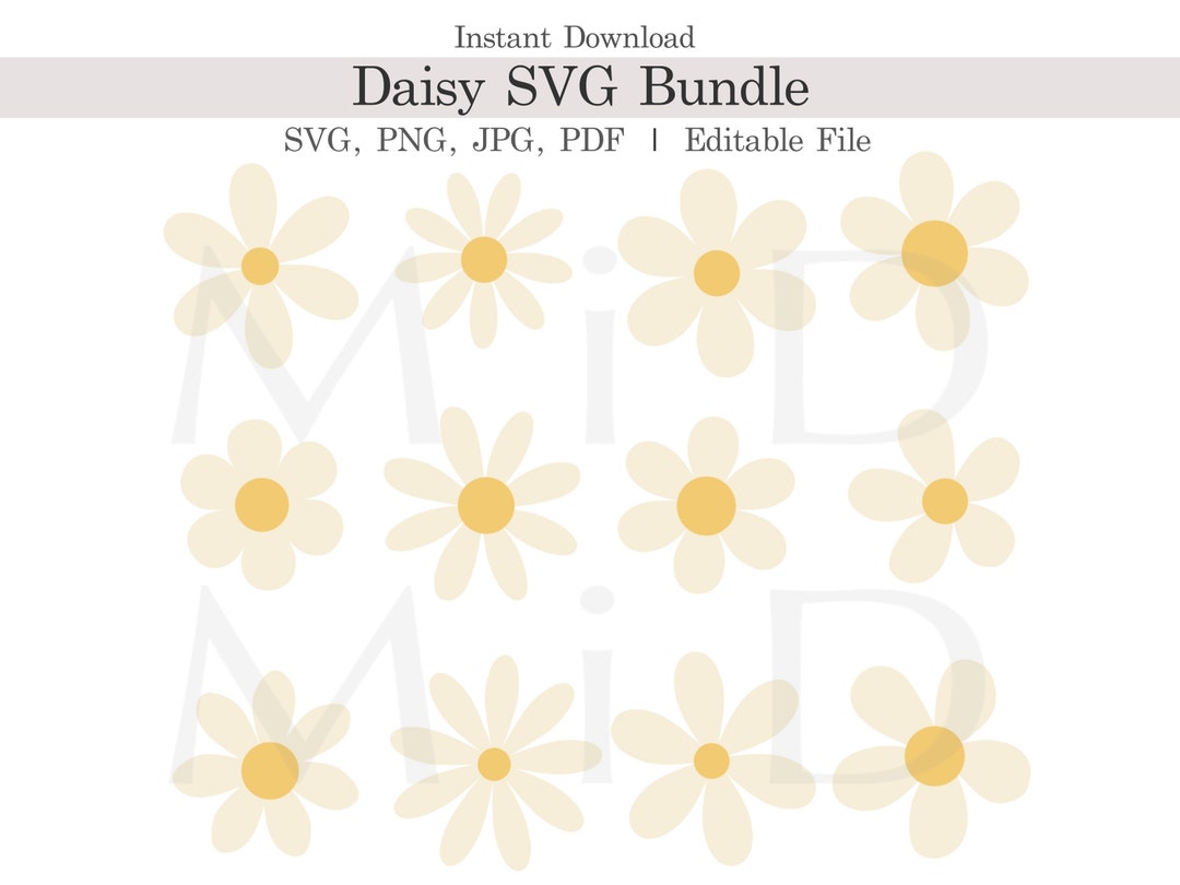 Daisy Svg Bundle, Editable Daisy Flower Vector Cut File for Cricut ...