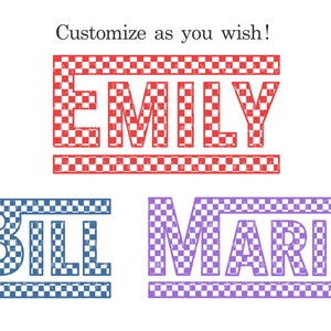Customized Checkered Name Svg, Editable Retro Name Tag Png, Name Frame ...