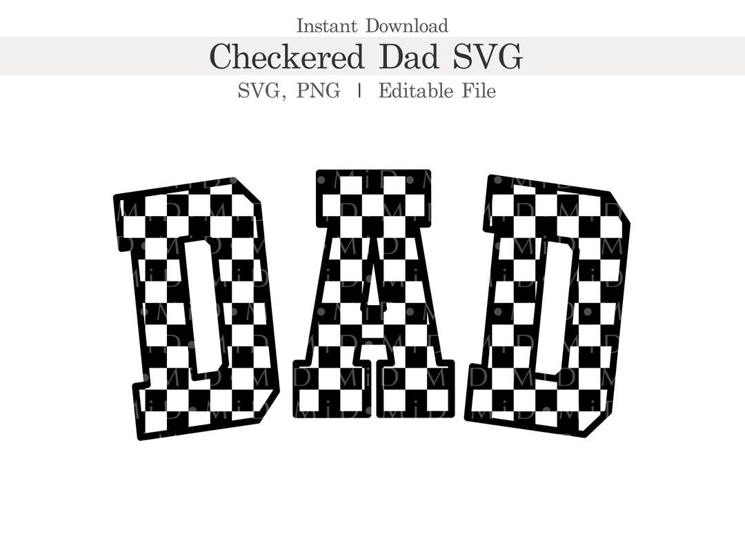 Checkered Varsity Dad Svg, Customizable Retro Fathers Day Png, Gift for ...