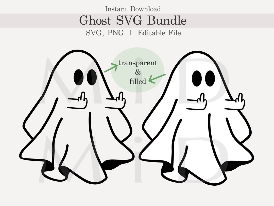 Ghost Middle Finger Svg Bundle, Customizable F You Ghost Cut File ...