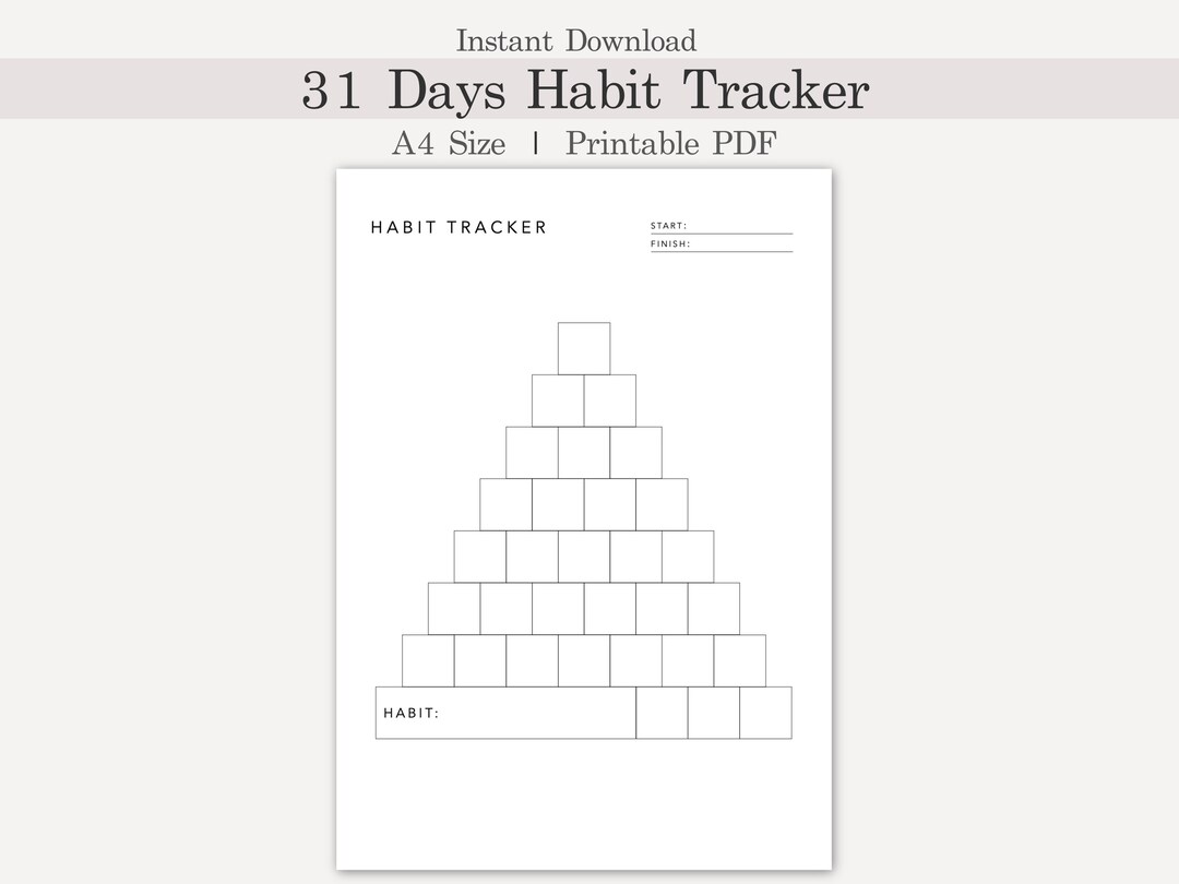 31 Days Habit Tracker Printable, Monthly Habit Tracker Template, Daily ...