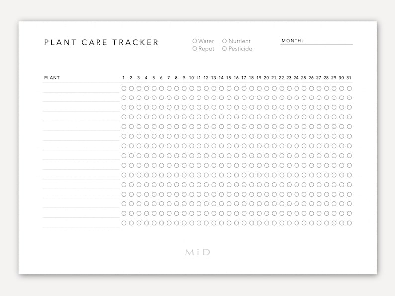 Plant Care Tracker Printable Landscape Watering Planner - Etsy