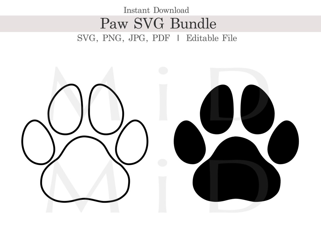 Dog Paw Print Svg Bundle, Editable Paw Vector Cut File for Cricut ...