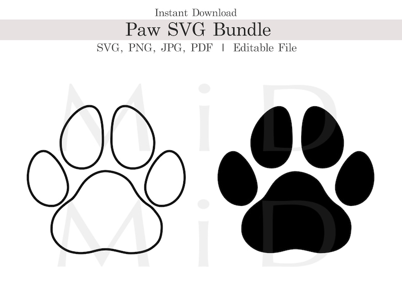 Dog Paw Print Svg Bundle Editable Paw Vector Cut File for - Etsy