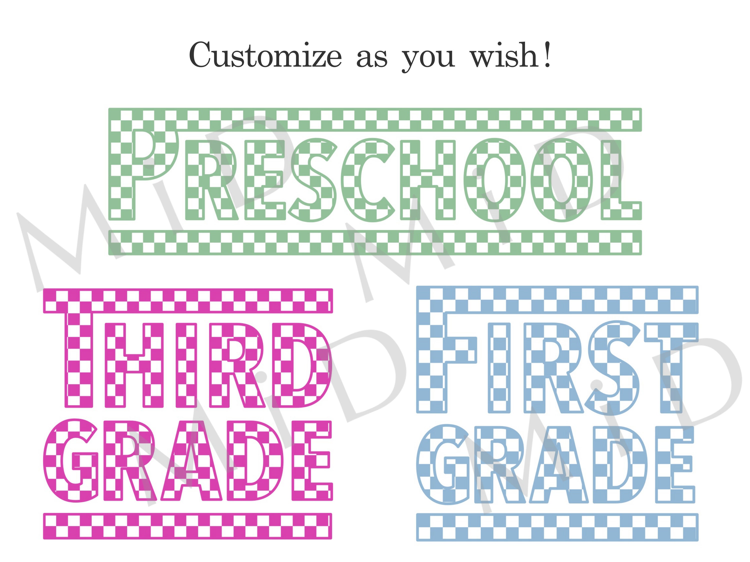 Checkered School Grade Svg Bundle Editable Retro School Tag - Etsy