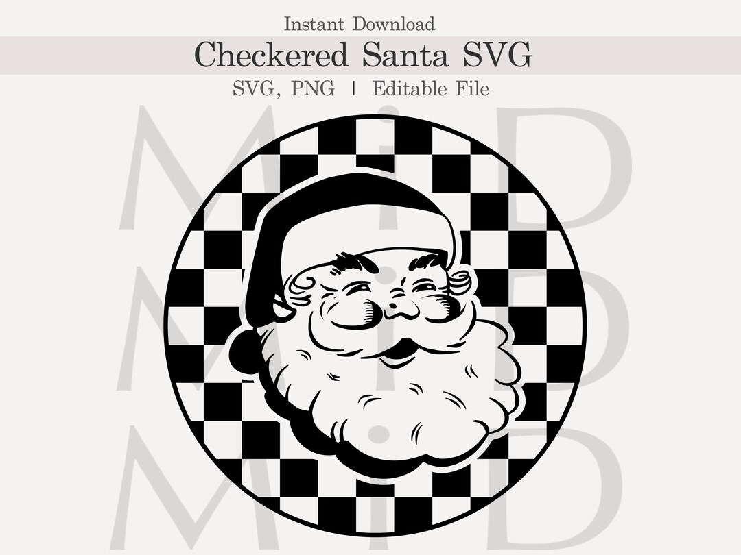 Checkered Santa Svg, Retro Checkered Santa Png, Vintage Happy New Year ...