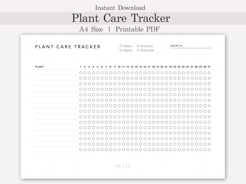 Plant Care Tracker Printable Landscape Watering Planner - Etsy