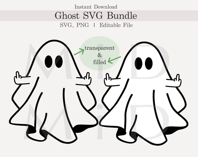 Ghost Middle Finger Svg Bundle, Customizable F You Ghost Cut File ...