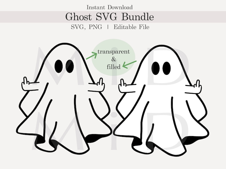 Ghost Middle Finger Svg Bundle, Customizable F You Ghost Cut File ...