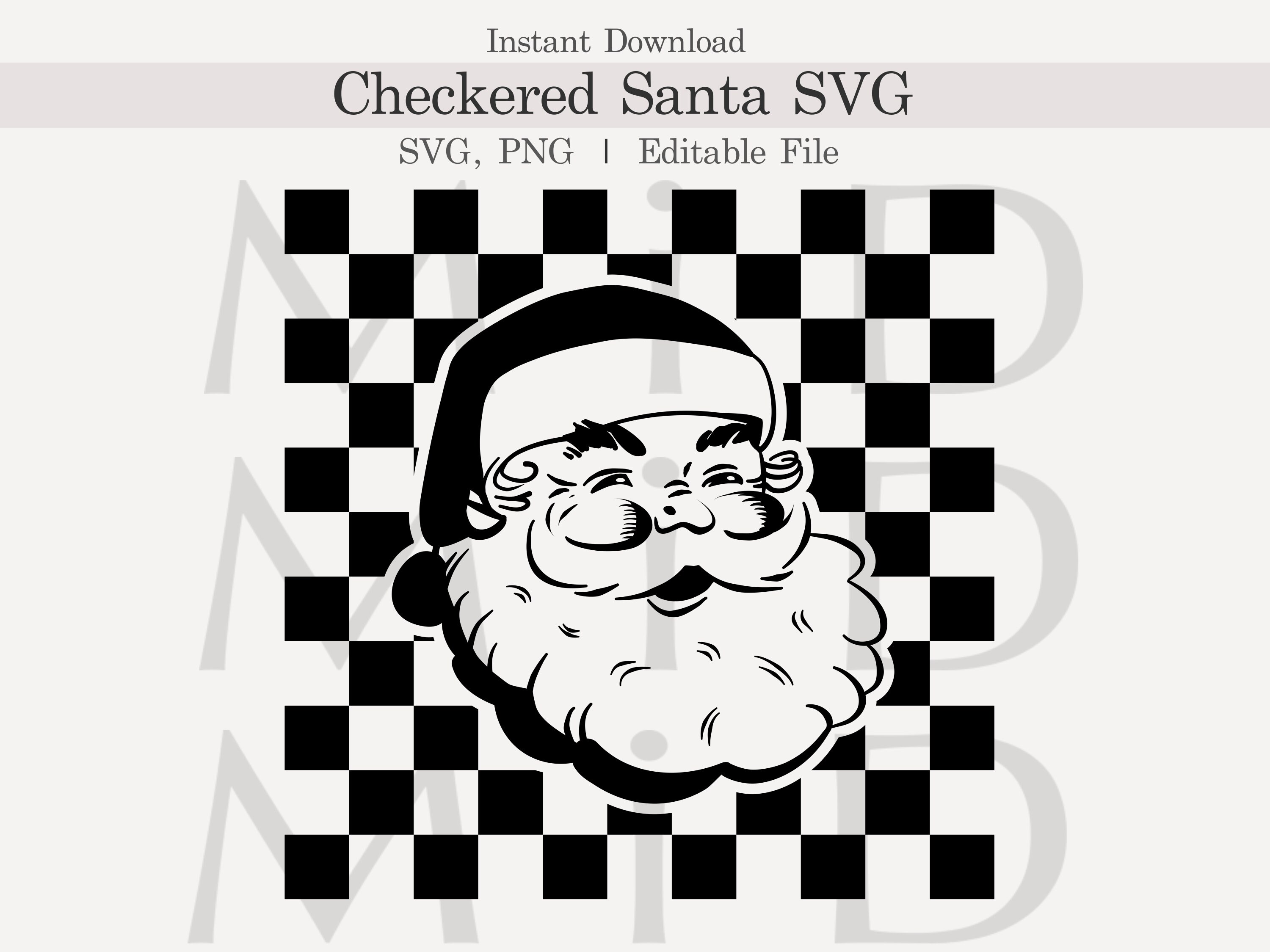 Checkered Santa Svg, Retro Checkered Santa Png, Vintage Happy New Year ...
