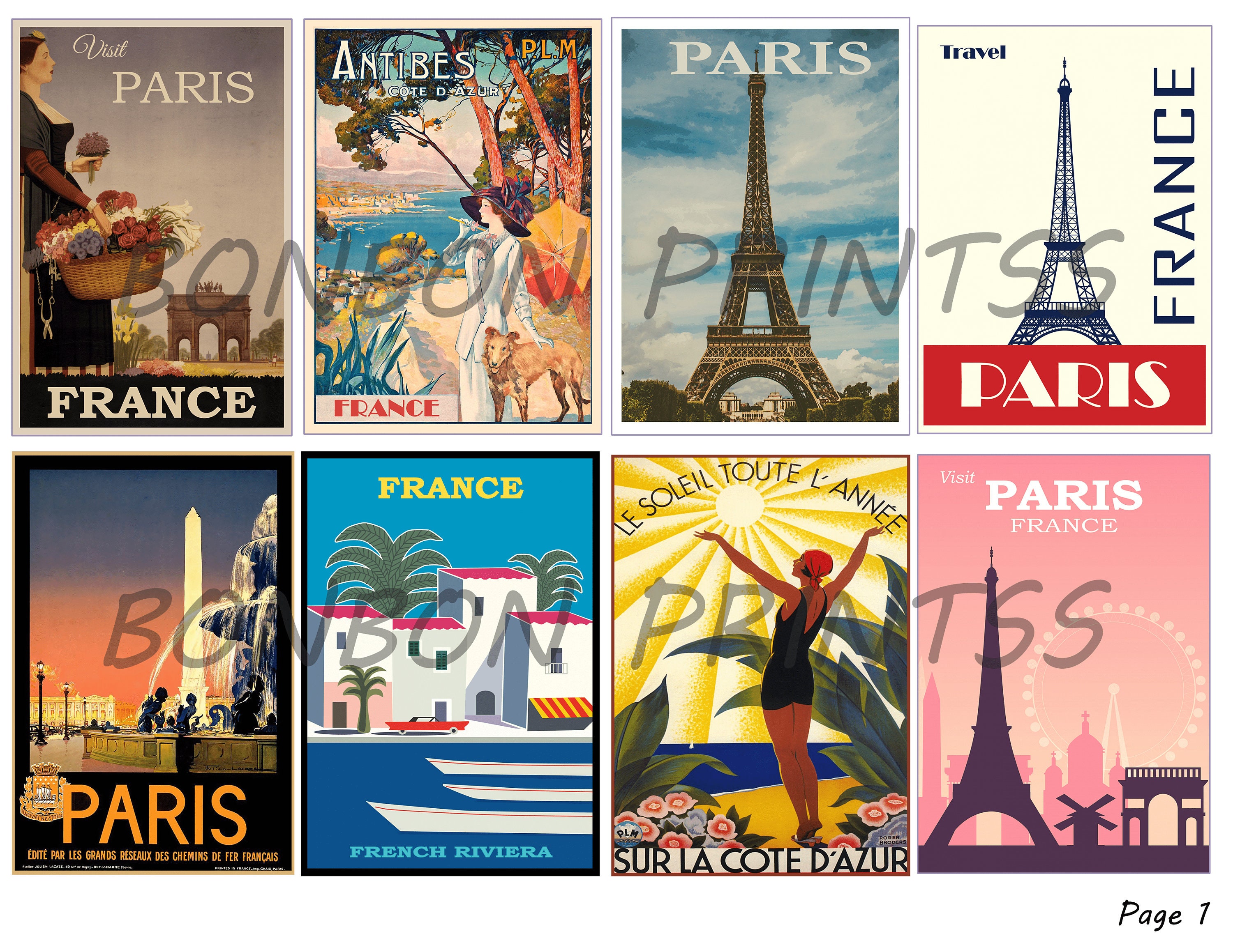 Vintage France Travel Posters, Junk Journal Kit, Visit France, Welcome ...